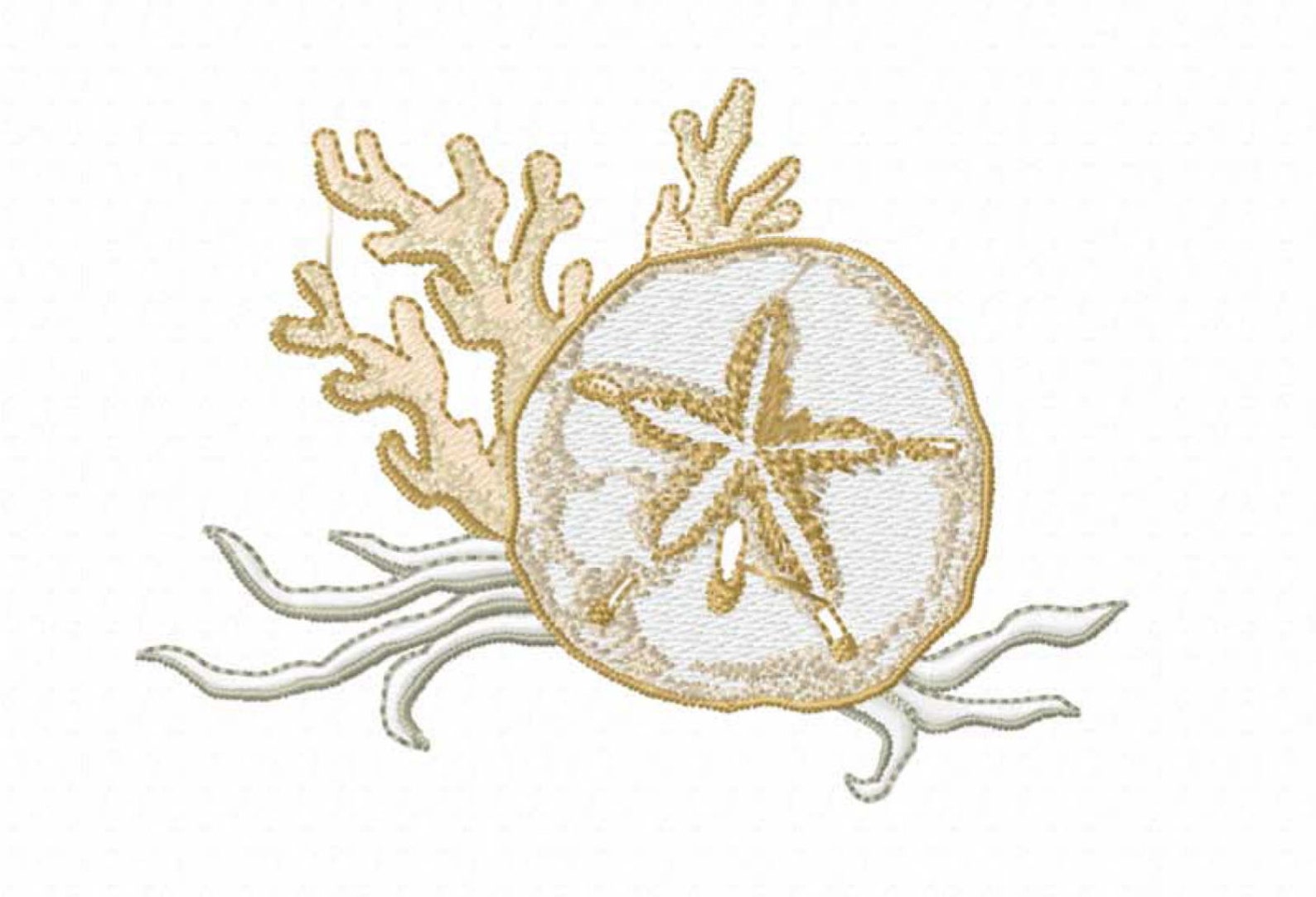 Seashells Machine Embroidery Design - Sand Dollar and Coral - Instant ...