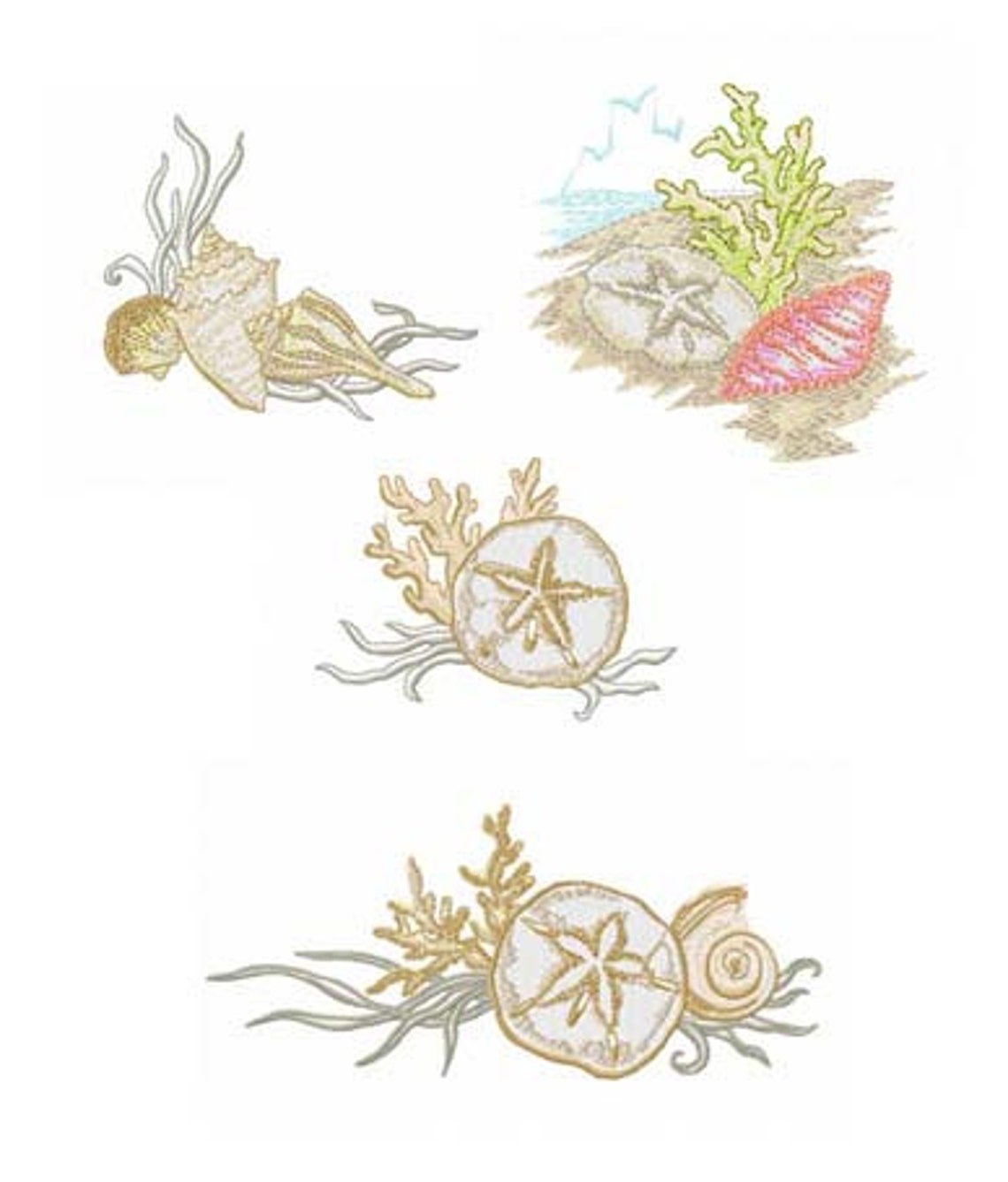 Seashells Machine Embroidery Design Collection 9 Designs in One Package ...