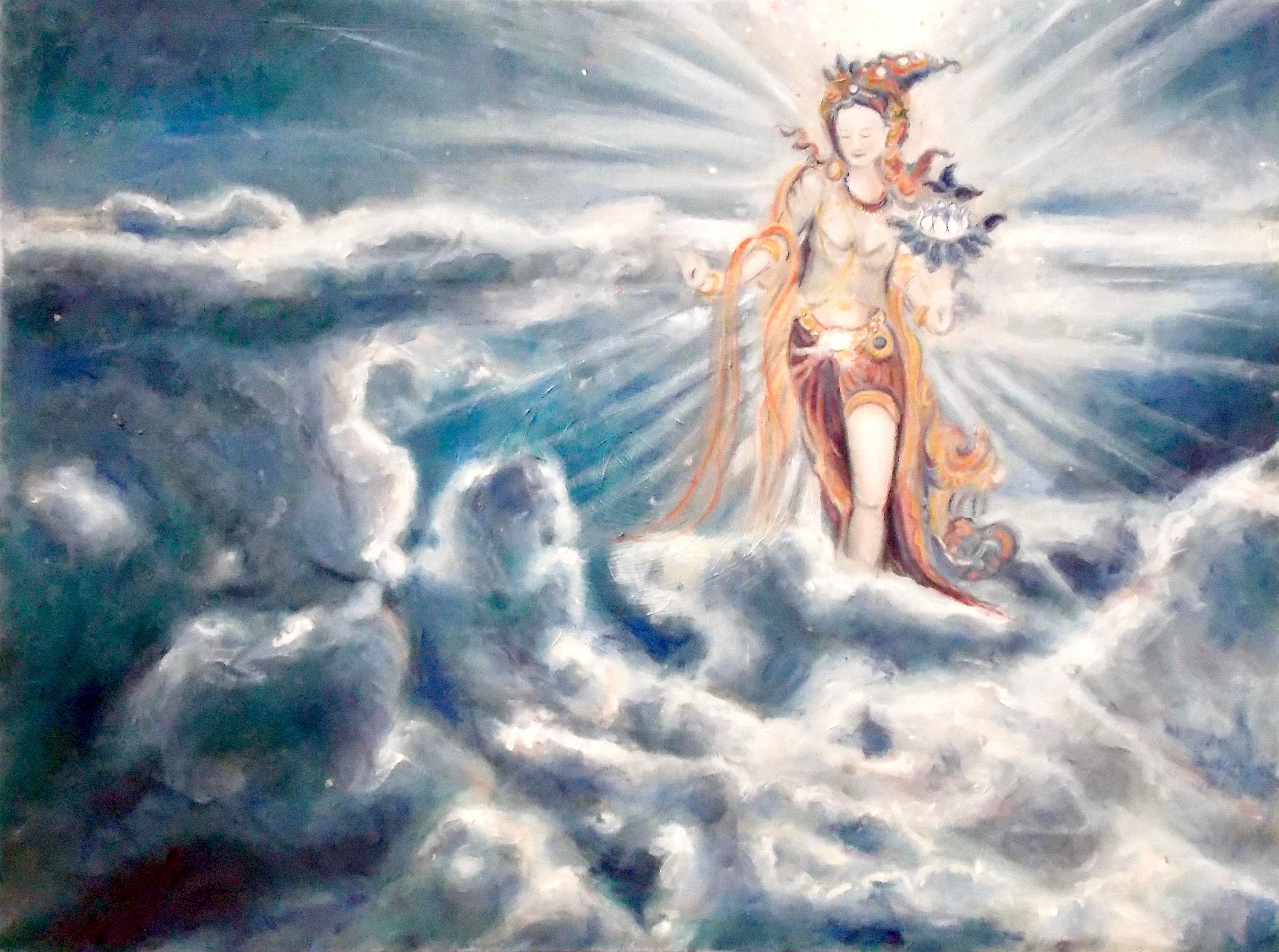 Dakini, Buddhist Art, Oil Painting Original, Sky Goer Portrait Painting ...