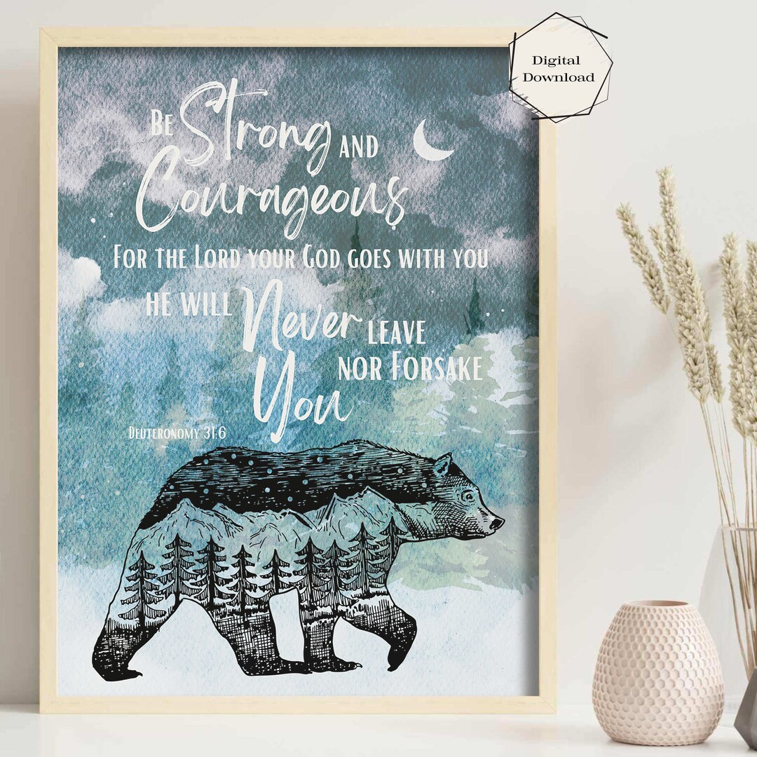 Watercolor Bear Bible Verse Art: Christian Nursery Decor (digital ...