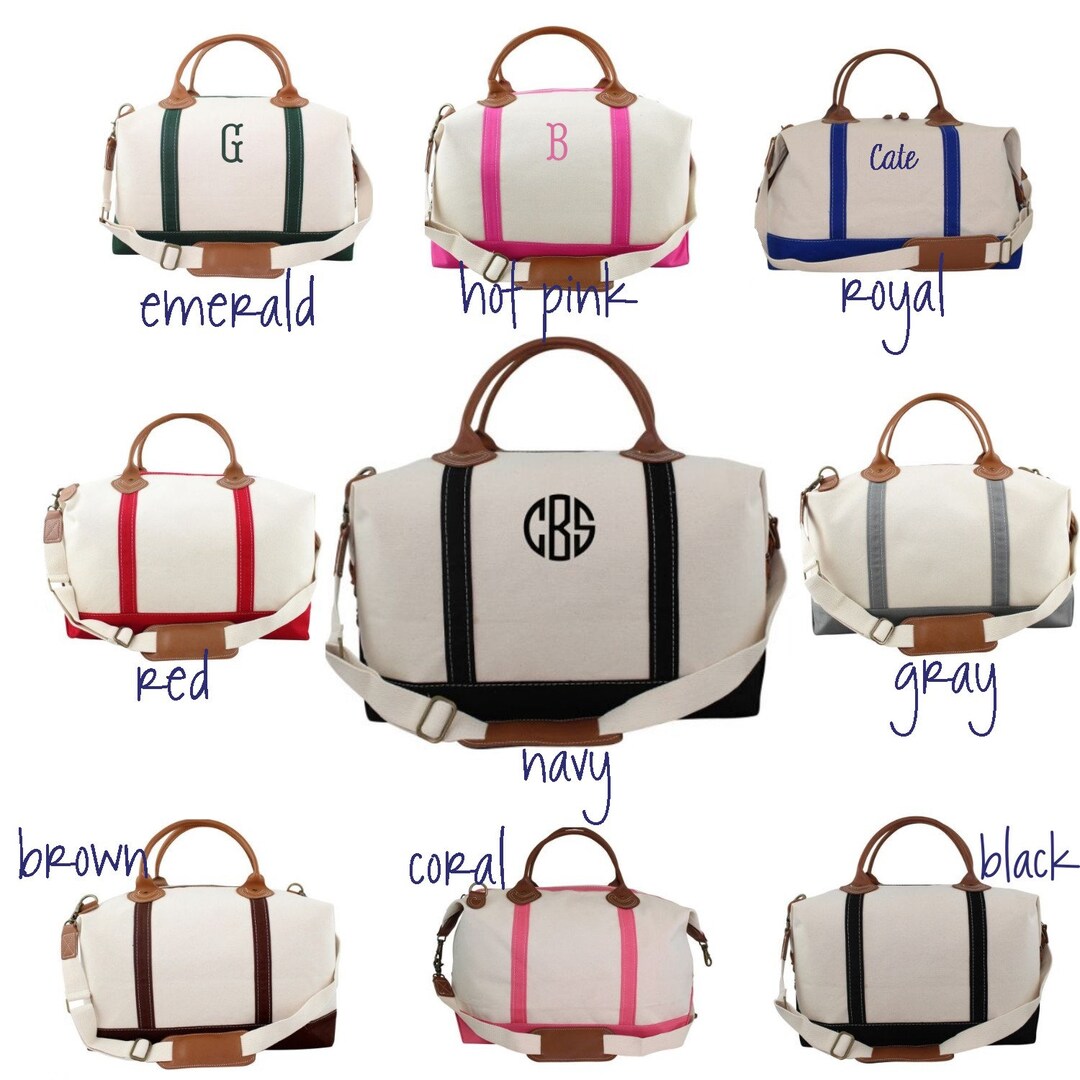 Set of 9 Canvas Personalized Weekender Bag Monogrammed Canvas - Etsy