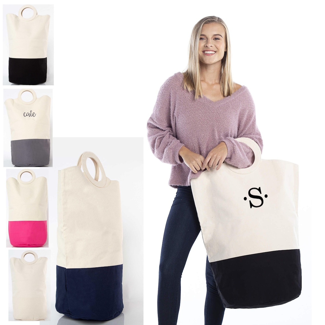 Canvas Personalized Hamper Bag Monogrammed Canvas Laundry Bag - Etsy