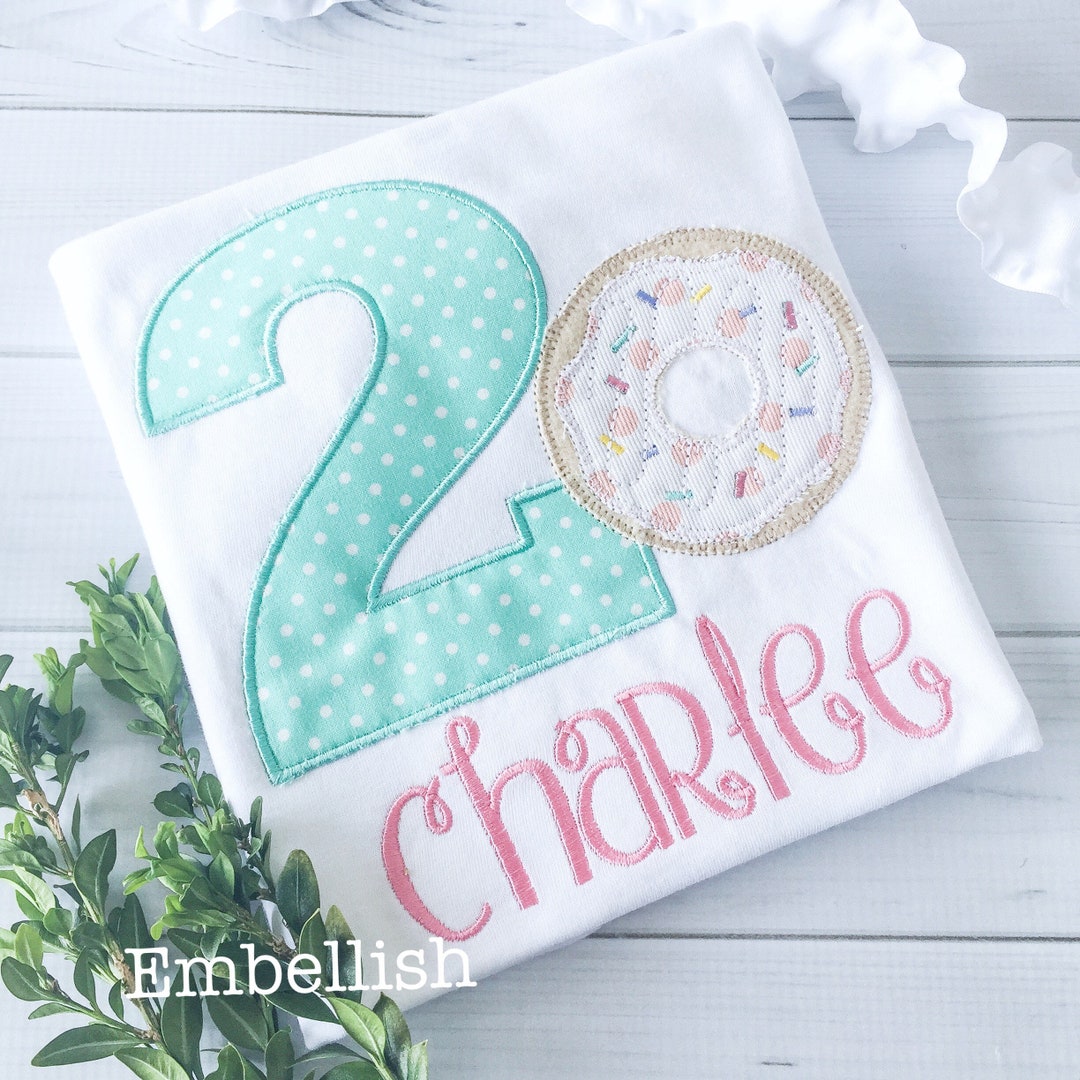 Personalized Girls Birthday Number Applique Shirt -embroidered ...