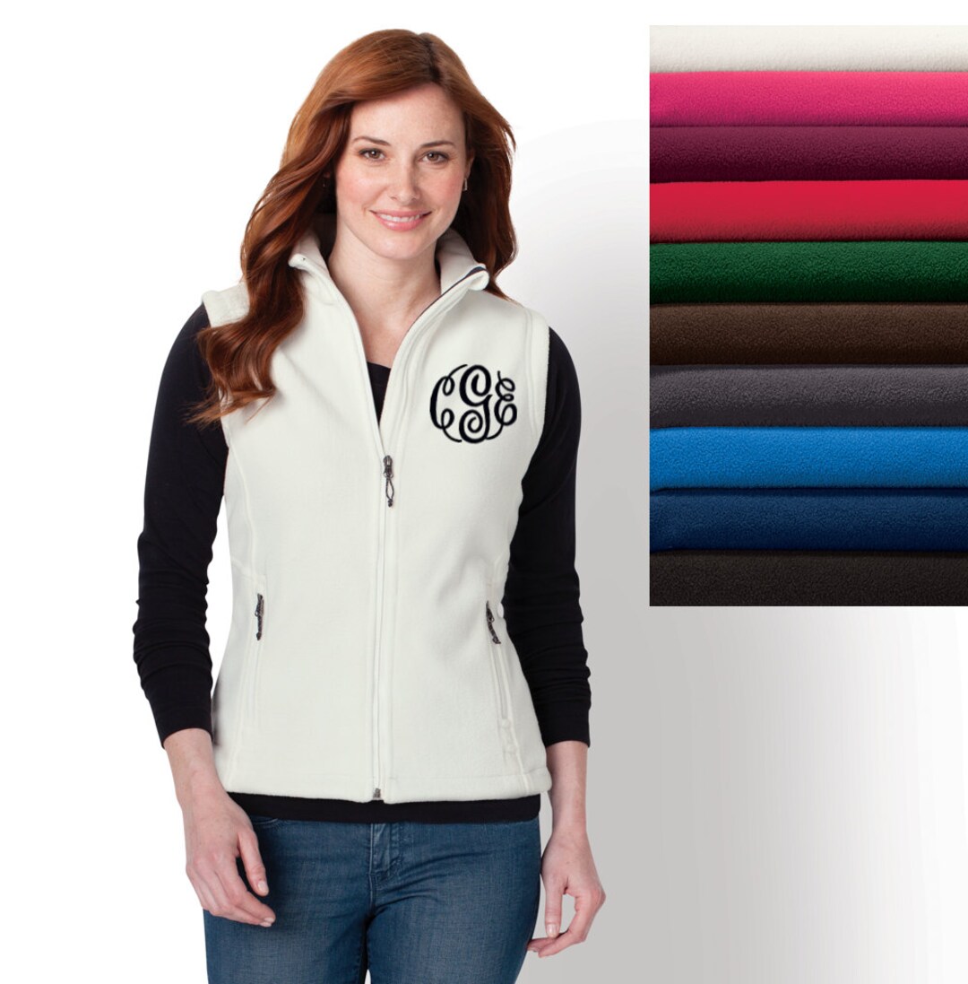 Monogrammed Vest Choose Your Color Monogrammed Fleece Vest Personalized ...