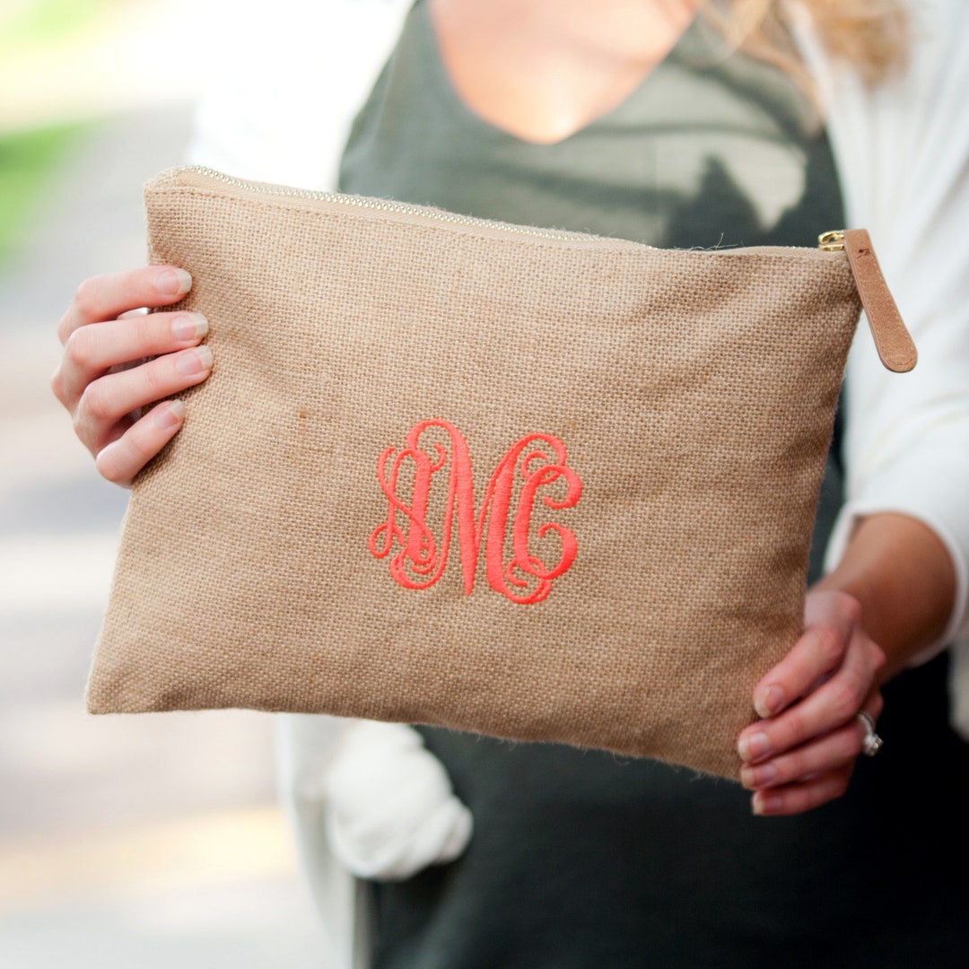 Personalized Zip Pouch Personalized Monogrammed Large Cosmetic Bag Zip ...