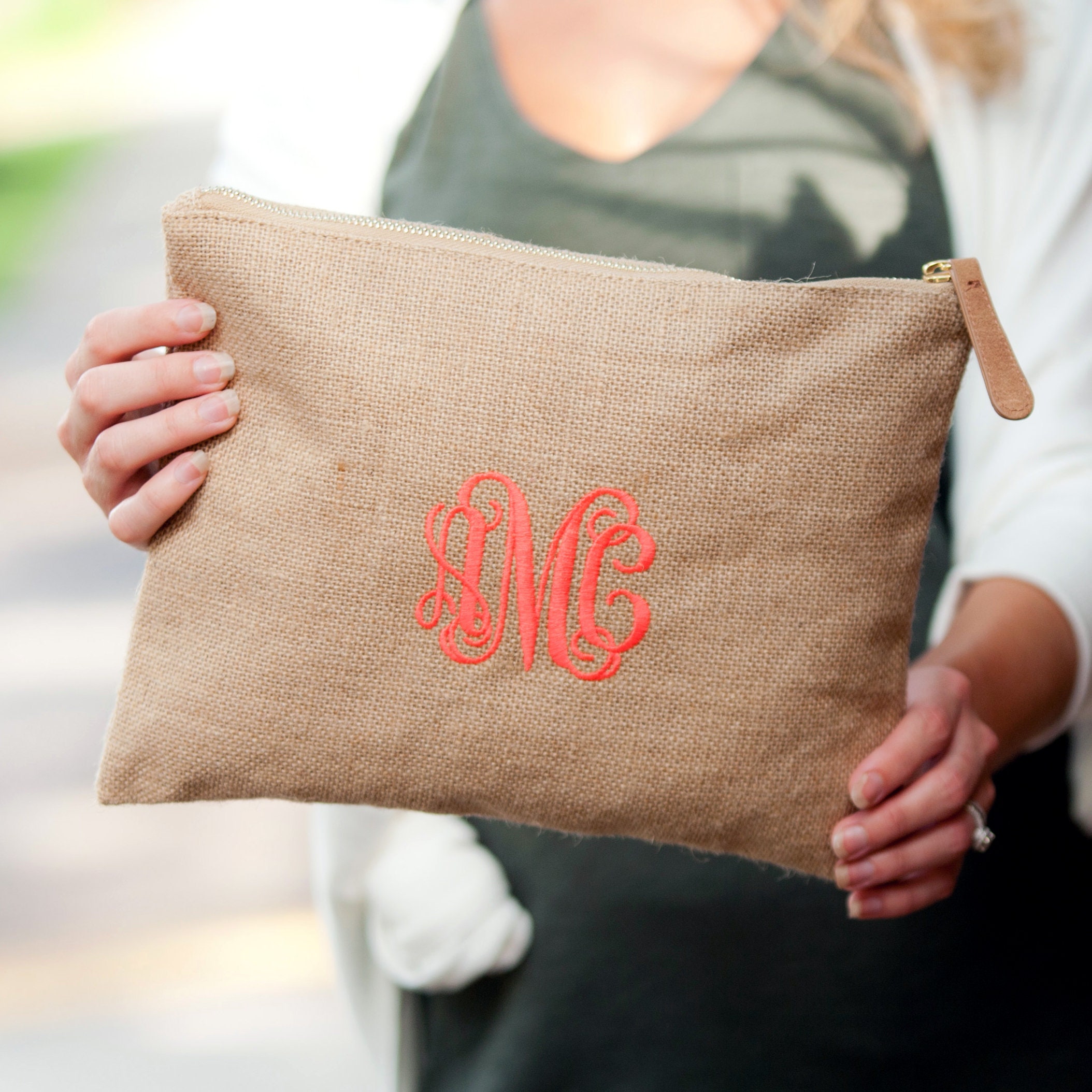 Personalized Zip Pouch Personalized Monogrammed Large Cosmetic | Etsy