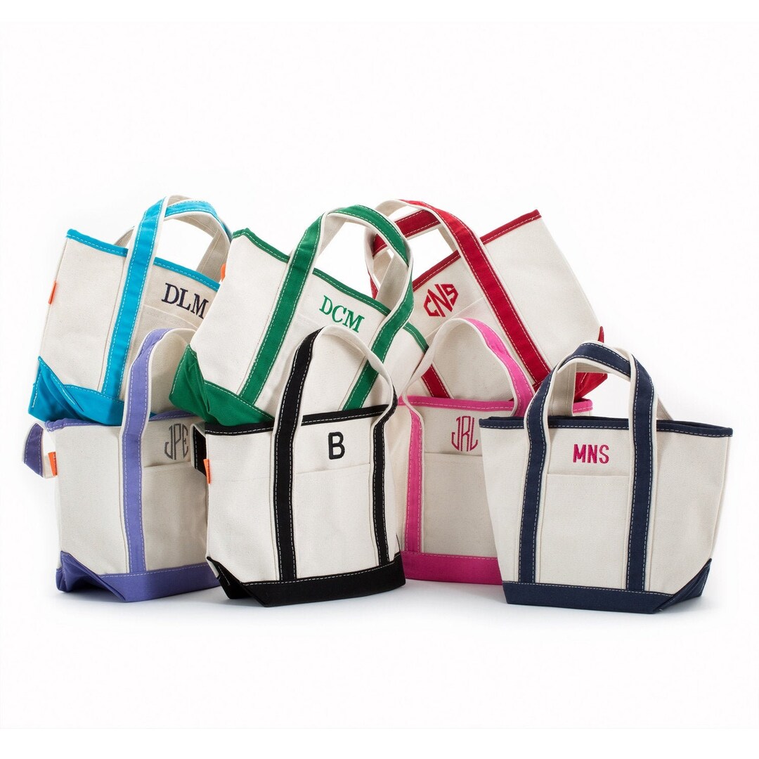 Set of 7 Open Tote Canvas Personalized Tote Sorority Tote Monogrammed ...