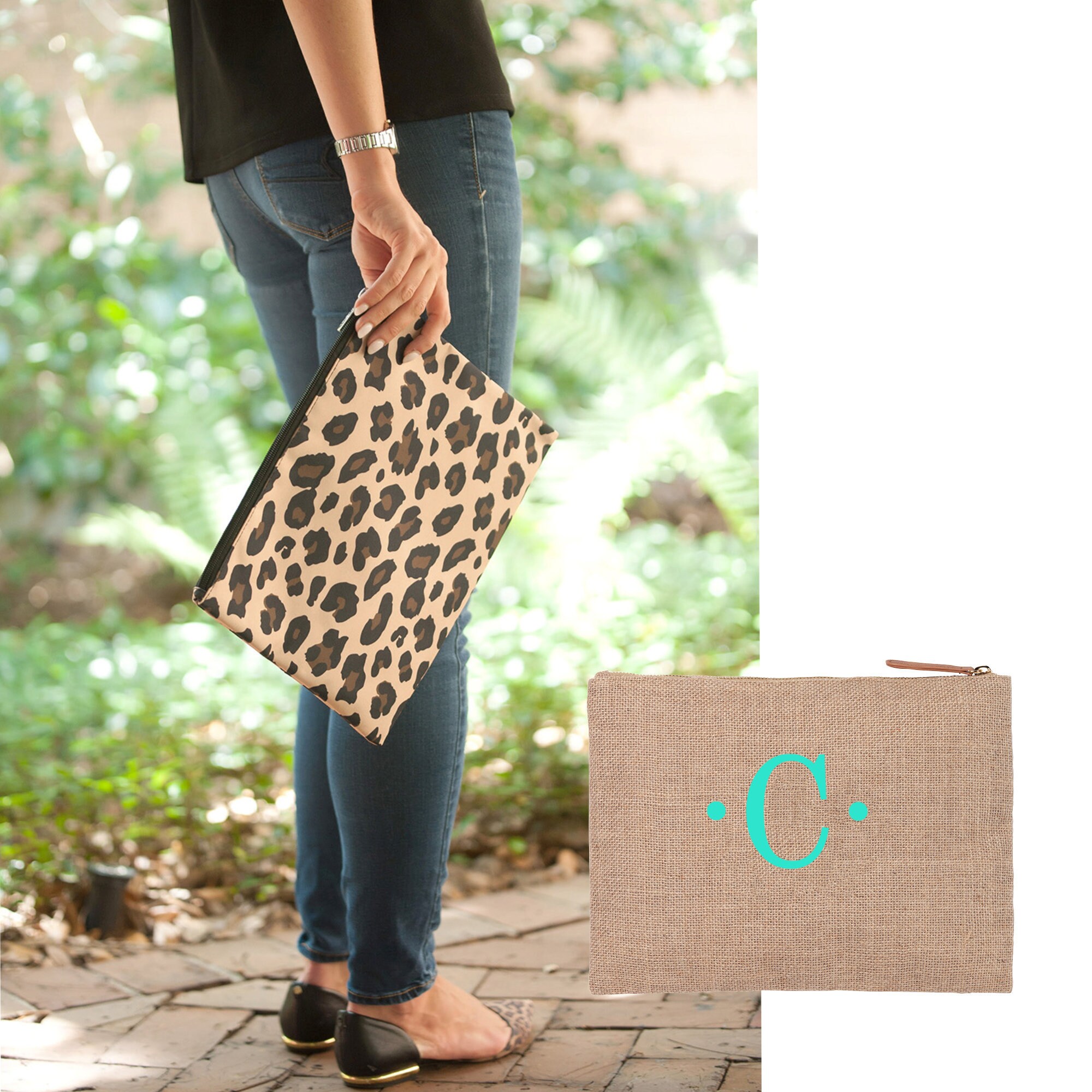 Personalized Zip Pouch Personalized Monogrammed Large Cosmetic | Etsy