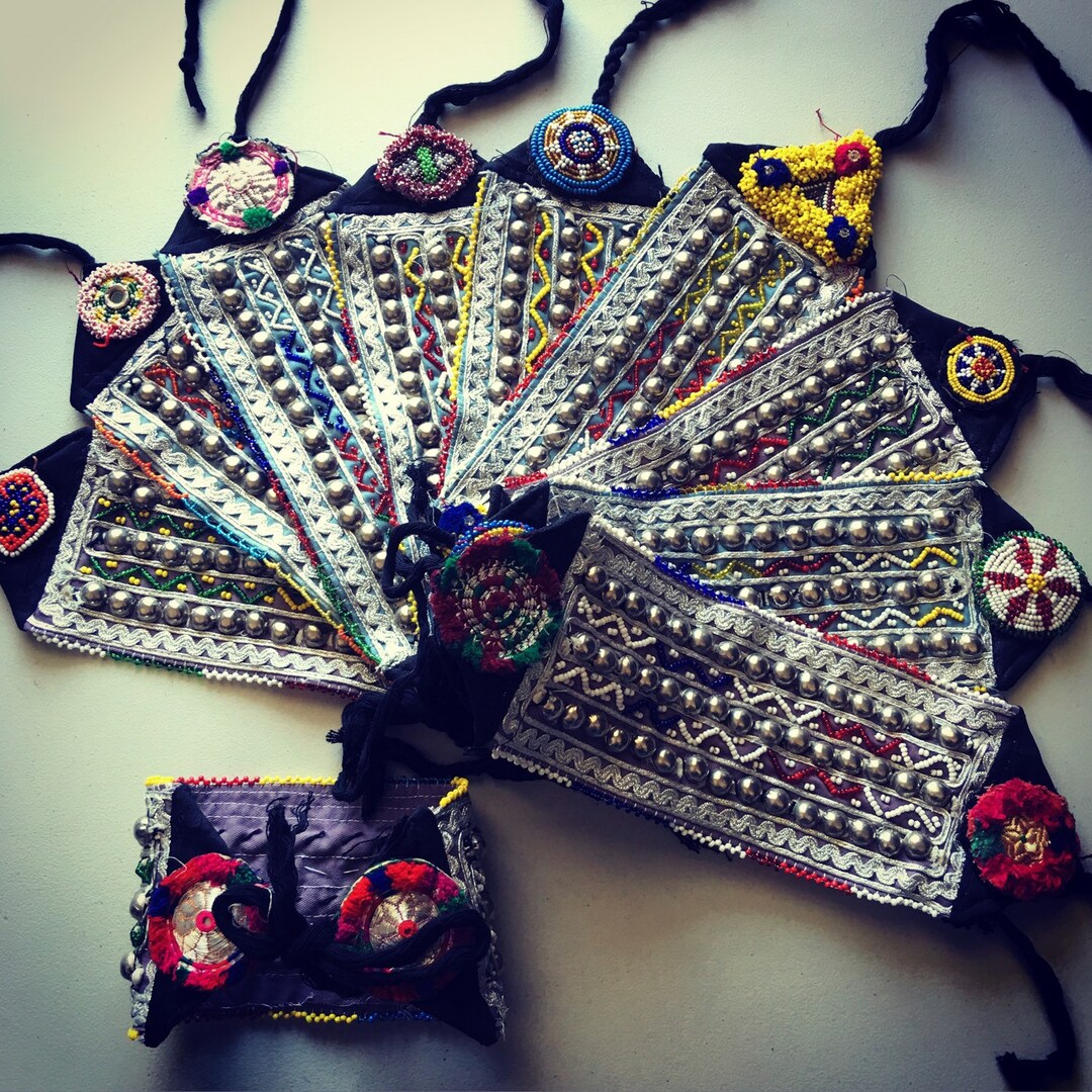Beaded Kuchi Panel With Ties. (headdress, Boot Strap, Choker). - Etsy