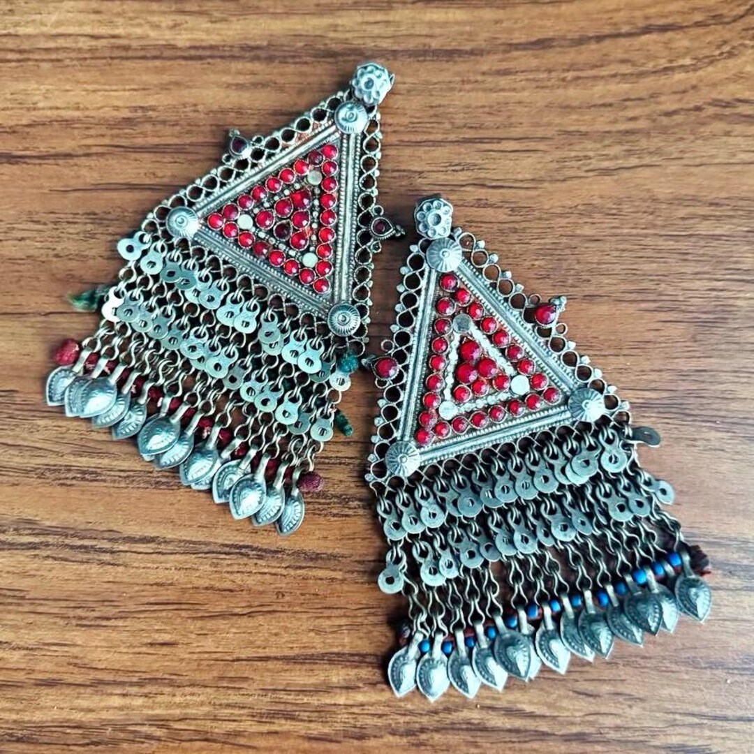 Pair of Metal Temporals With Colored Glass “stones”. - Etsy