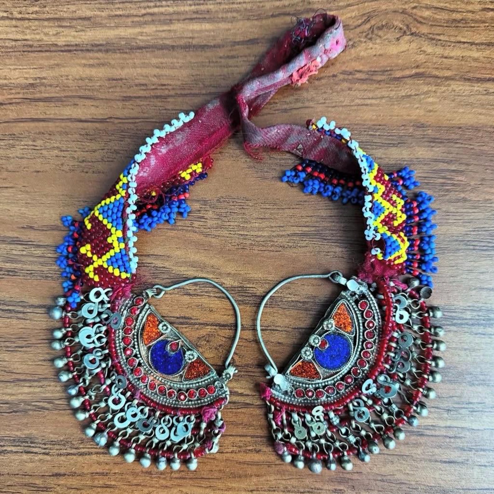 Large Pair of Kuchi Temporals With Colored Glass. (grubby). - Etsy