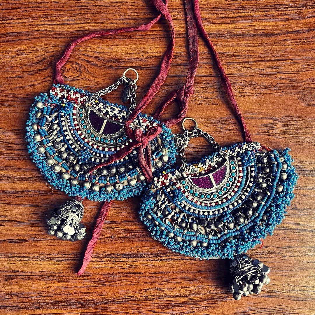 PREMIUM QUALITY. Huge Pair of Base Metal Temporals With Colored Glass ...
