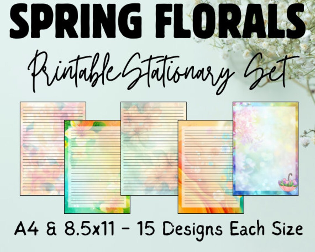 Spring Floral Stationary, Printable Stationary Paper, Letter Writing ...