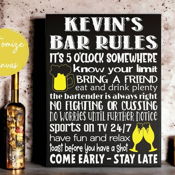 Personalized Bar Rules Sign - Etsy