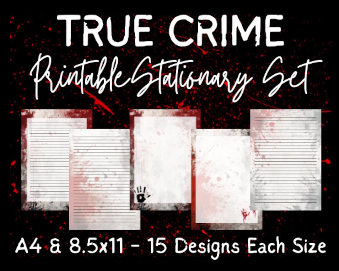 True Crime, Stationary Set, Printable Paper, Lined Writing Paper, Blank ...