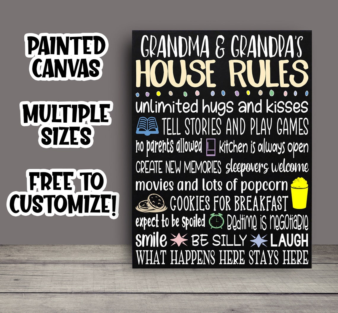 Grandparents House Rules Sign Grandma and Grandpa Gift Nana - Etsy