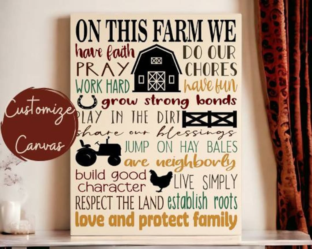 On This Farm Sign, Farmhouse Wall Decor Living Room, Gift for Farmer ...