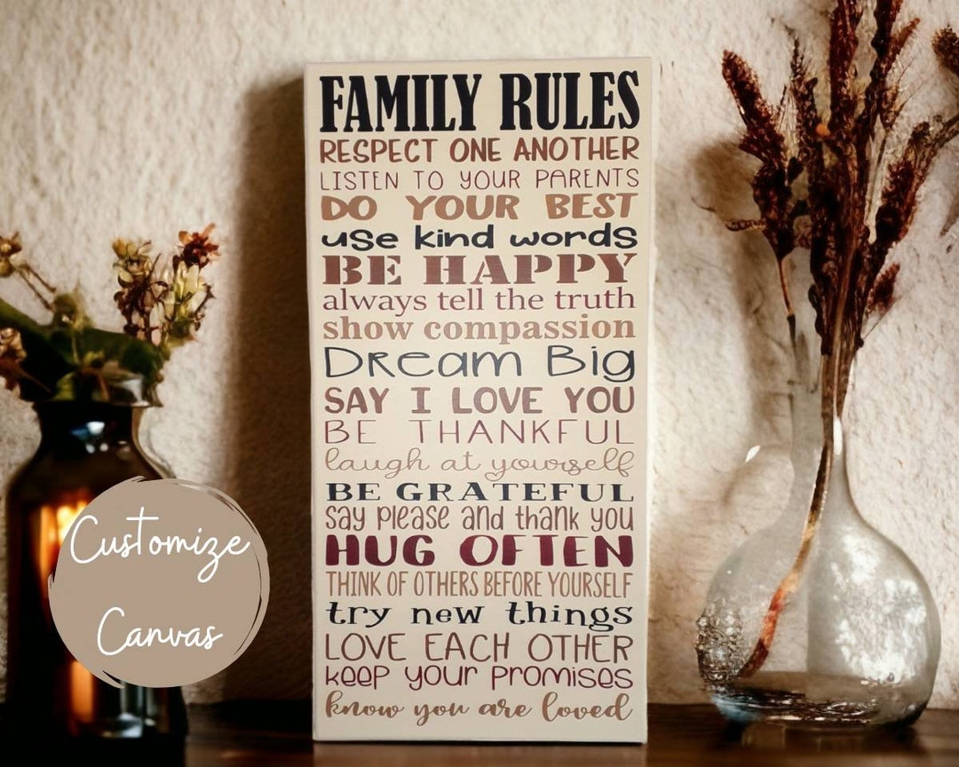 Family Rules Sign Personalized, House Rules Sign, Family Quotes on ...