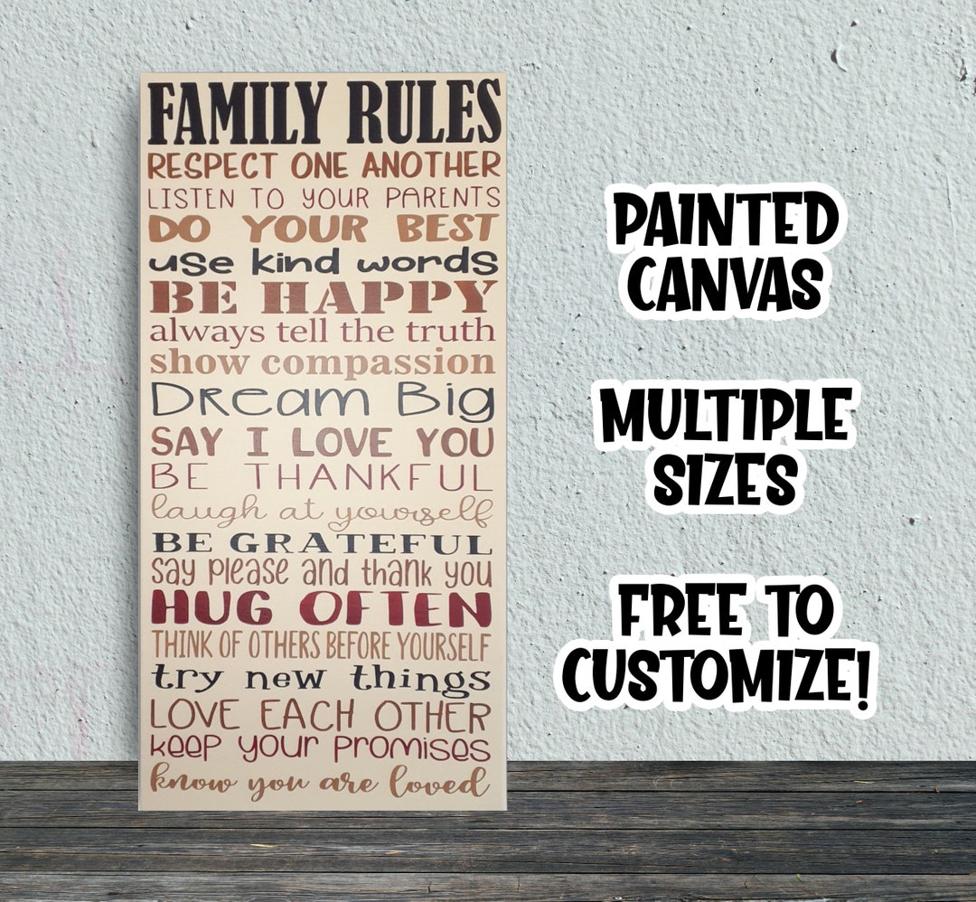 Family Rules Sign Personalized House Rules Sign Family - Etsy