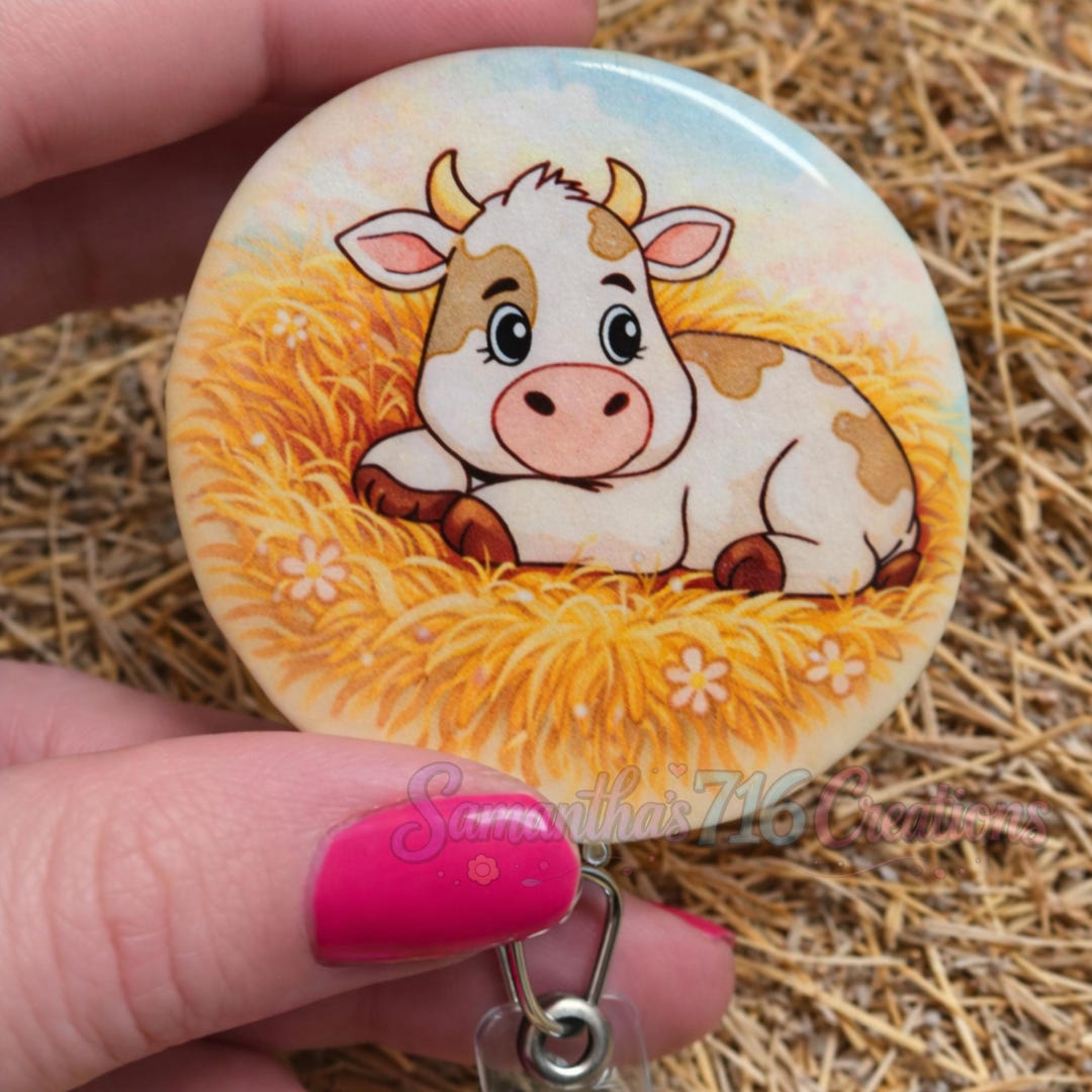 Hay Bale Cow ID Holder | Resin Badge Reel - Etsy