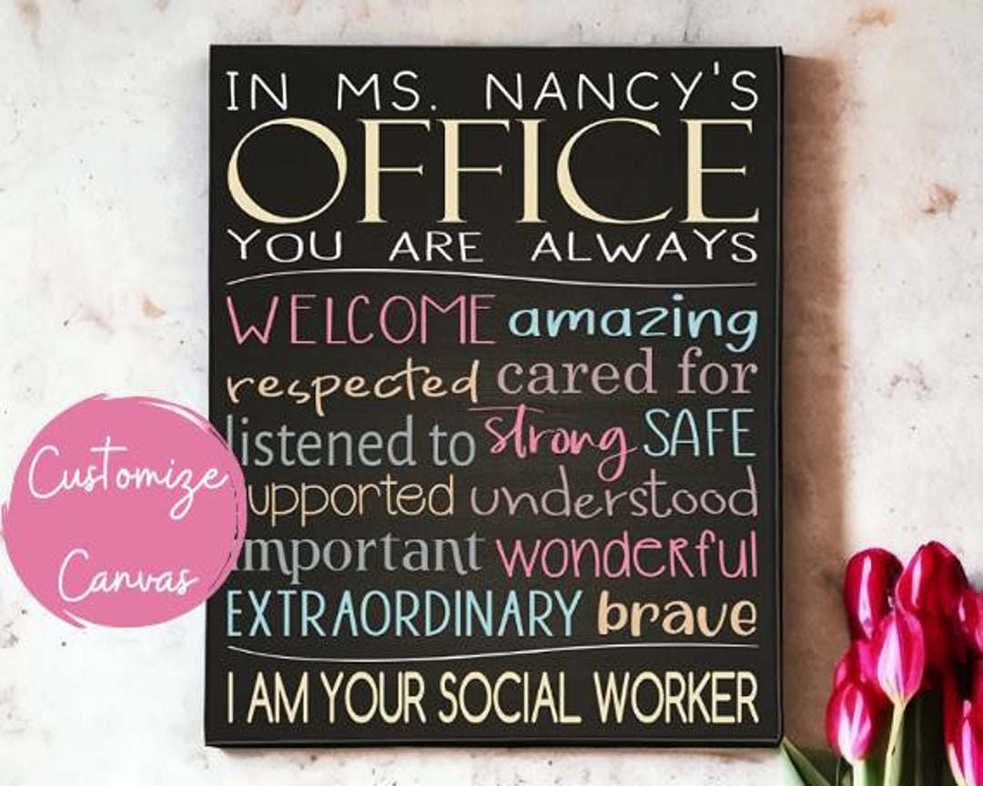 Social Worker Signs for Office, Personalized Office Gift, School Social ...