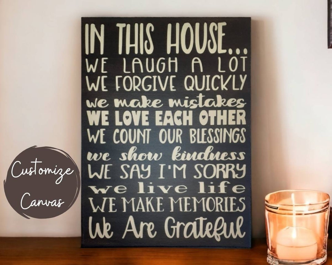 In This House We, Family House Rules Sign Custom, Gift for Wedding ...