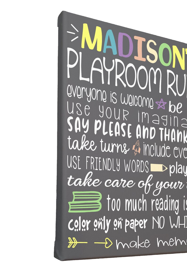 Kids Rules Sign for Wall Personalized Playroom Rules Sign for - Etsy