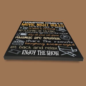 Movie Night Sign, Home Theater Sign, Family Rules Customizable ...