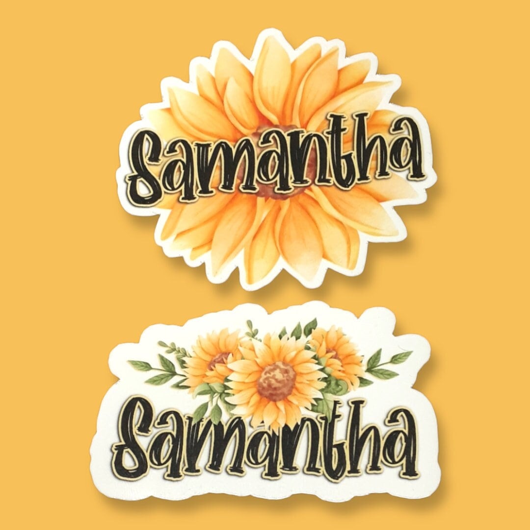 Personalized Sunflower Name Sticker: Floral Vinyl Decal - Etsy