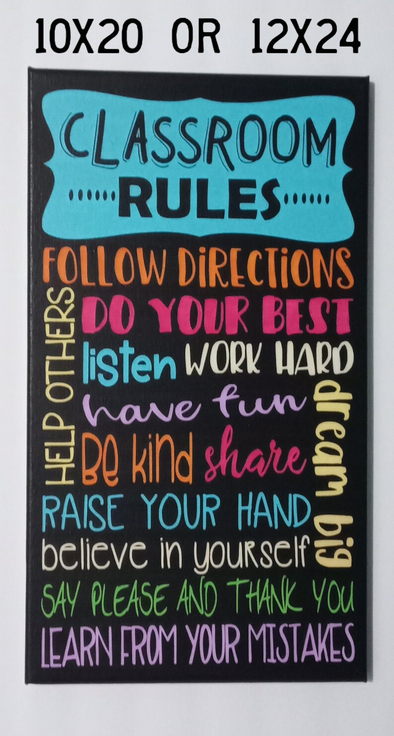 Classroom Rules Painted Canvas Etsy