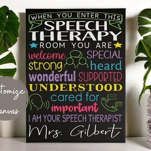 Speech Therapy Room Sign, Gift for Speech Therapist, Personalized ...