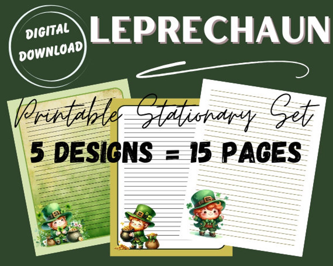 St. Patrick's Day Stationary, Printable Paper, Leprechaun Stationary ...
