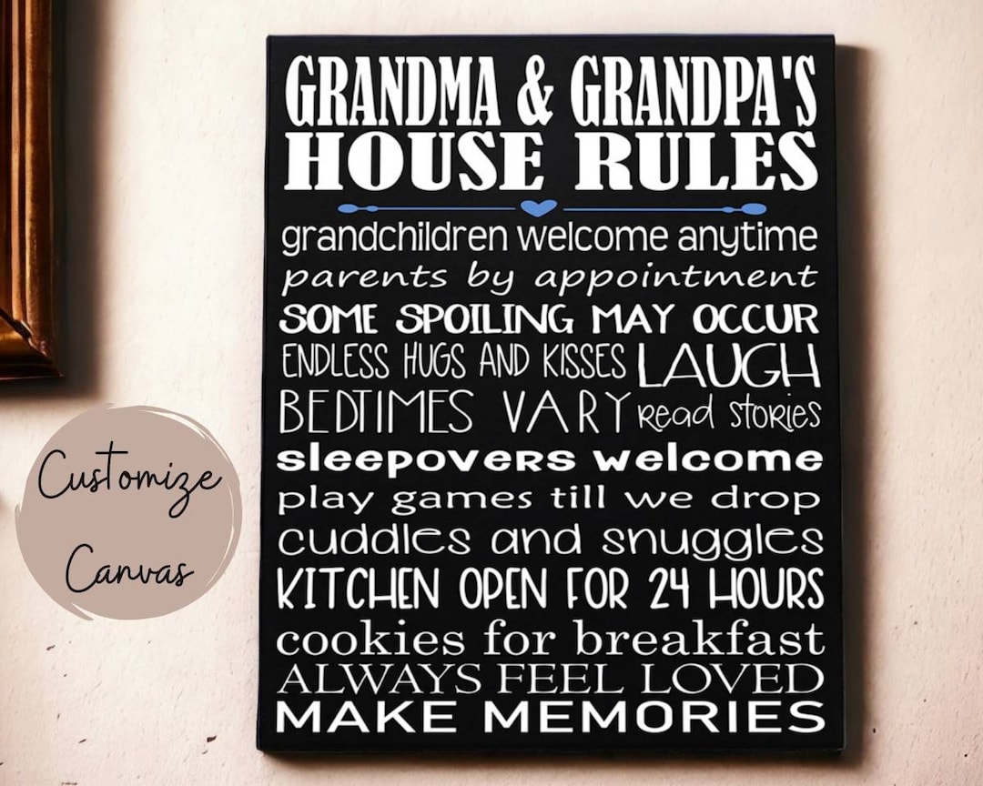 Grandparents House Rules Sign, Mimi and Papa, Gift for Nana, Grandma ...