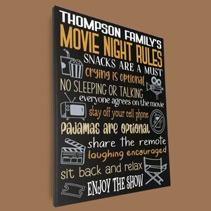 Movie Night Sign, Home Theater Sign, Family Rules Customizable ...