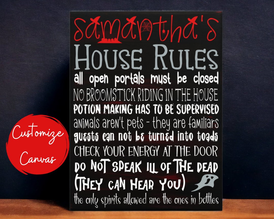 Personalized Witch House Rules Canvas Sign: Halloween Decor - Etsy