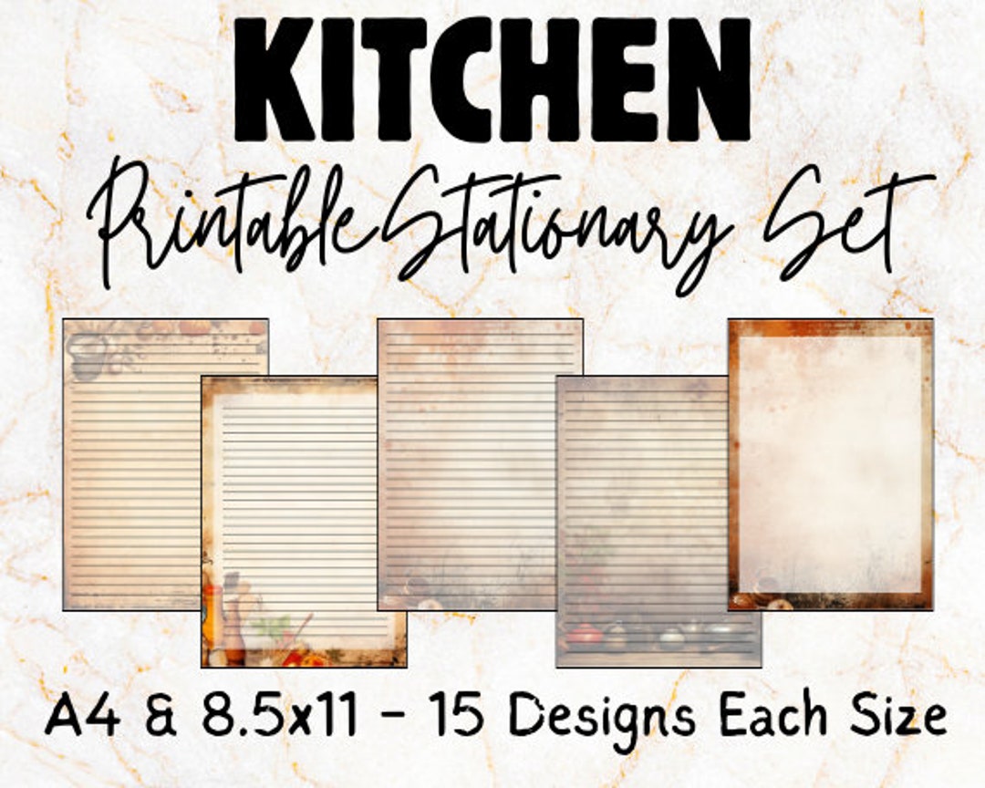 Kitchen Stationary, Printable Paper, Culinary, Grocery List, Lined ...