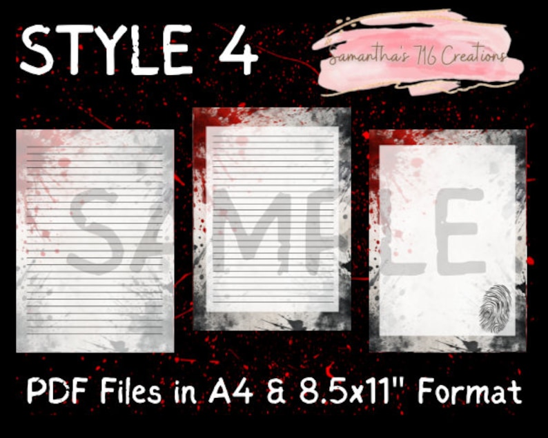 True Crime Stationery Set: Lined & Blank Printable Paper (digital ...