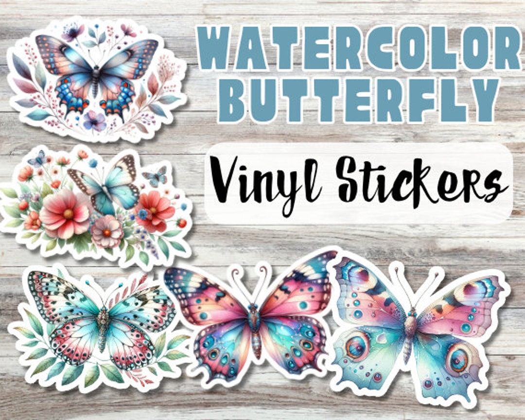 Butterfly Vinyl Stickers, Watercolor Stickers, Die Cut, Butterfly Lover ...