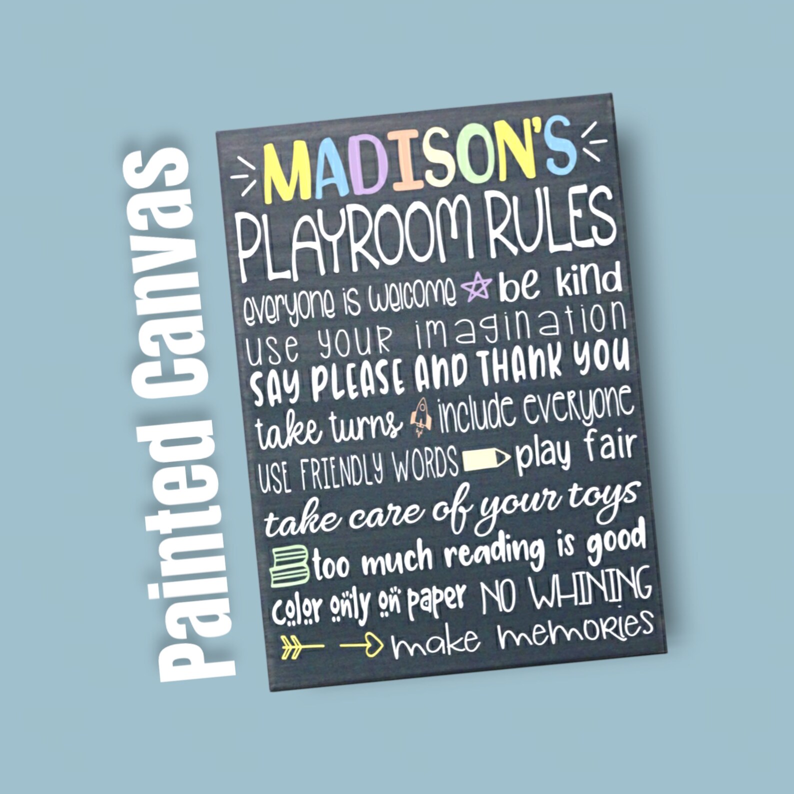 Kids Rules Sign for Wall Personalized Playroom Rules Sign for - Etsy