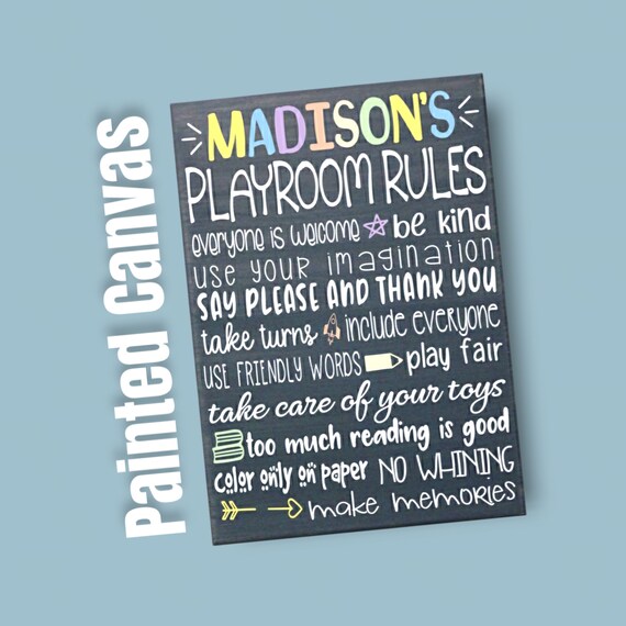 Kids Rules Sign for Wall Personalized Playroom Rules Sign for - Etsy