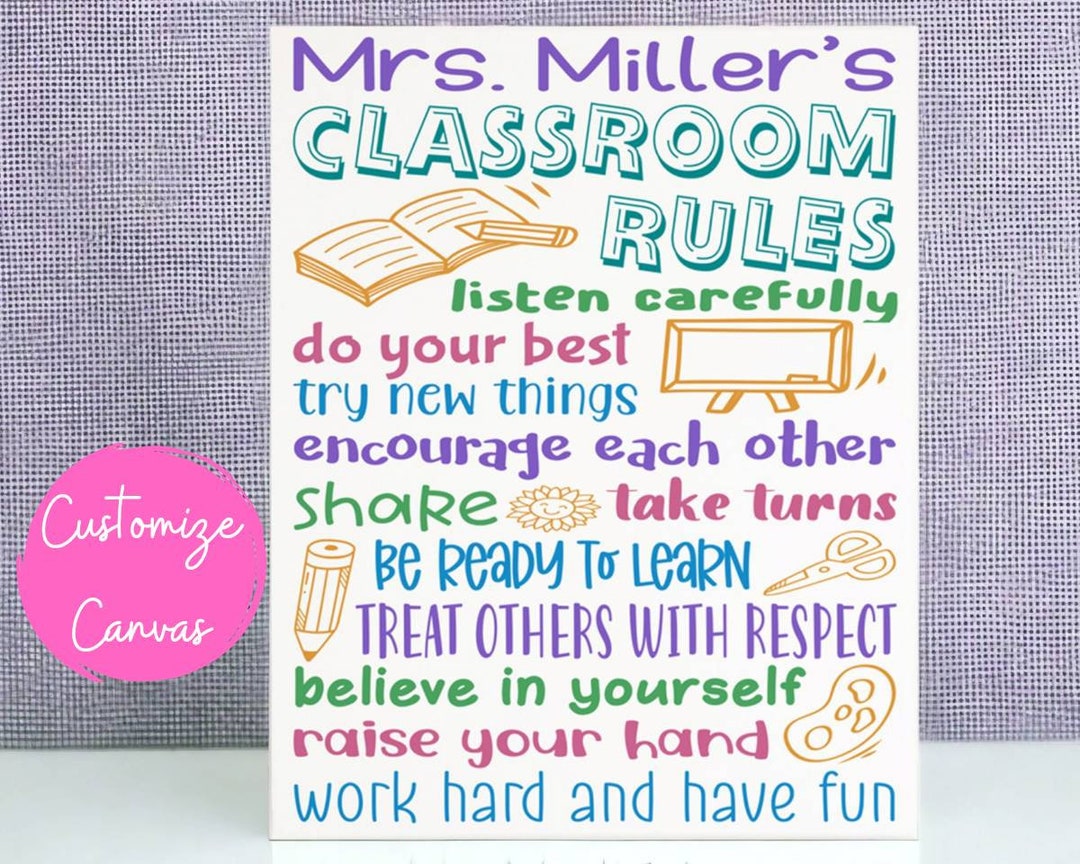 Classroom Rules, Painted Canvas, Elementary Teacher, Middle School ...
