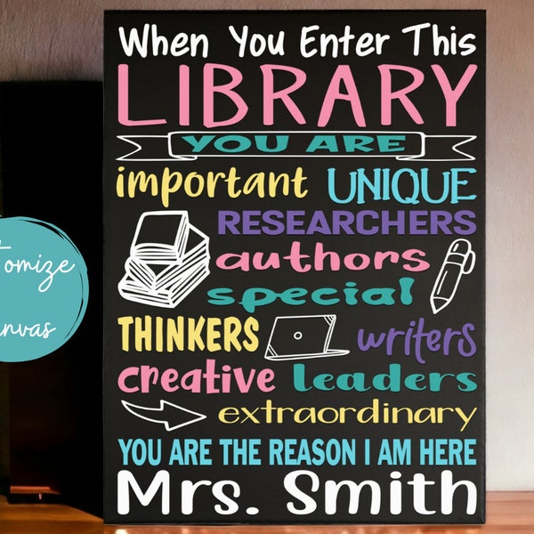 Library Sign - Etsy