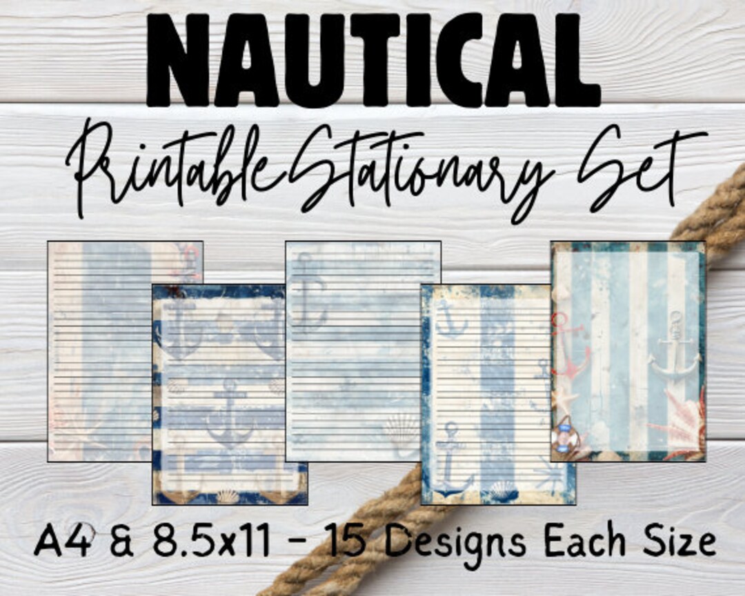 Nautical Anchor Stationery: Printable Lined Writing Paper (digital ...