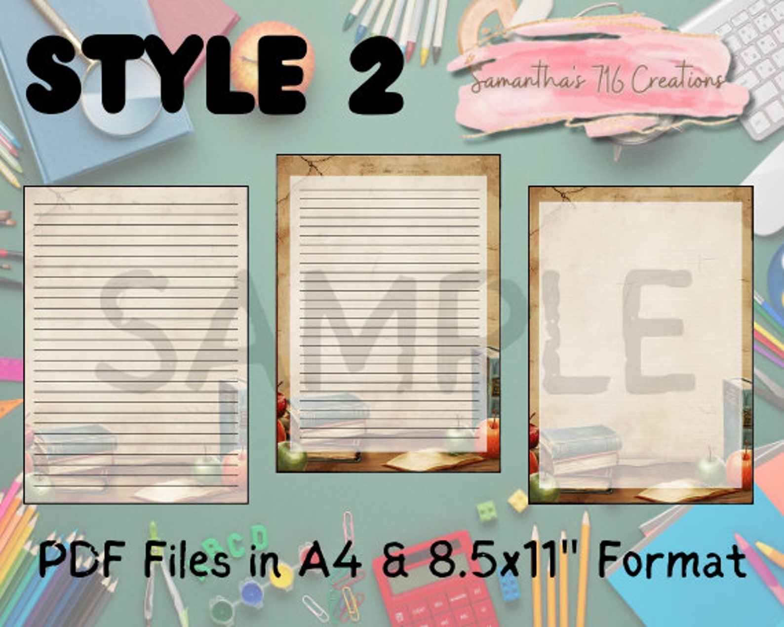 Printable Teacher Stationery: Lined Paper, Lesson Plan Designs (digital ...