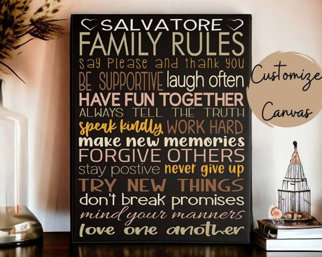 Family Rules Sign, Custom Family Sign, House Rules, Gift for Family ...