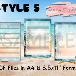 Beach Stationary Set, Printable Paper, Lined Writing Paper, Blank Paper ...