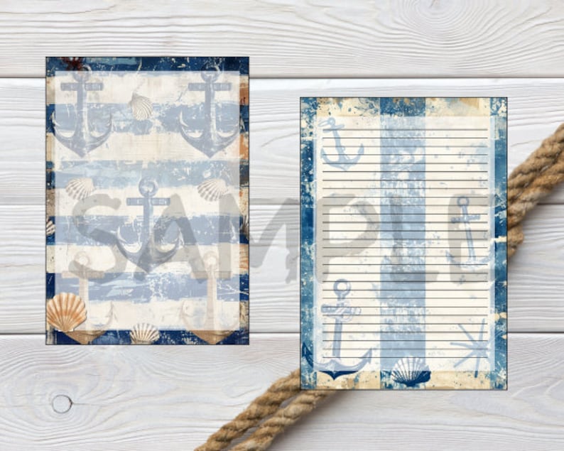 Nautical Anchor Stationery: Printable Lined Writing Paper (digital ...