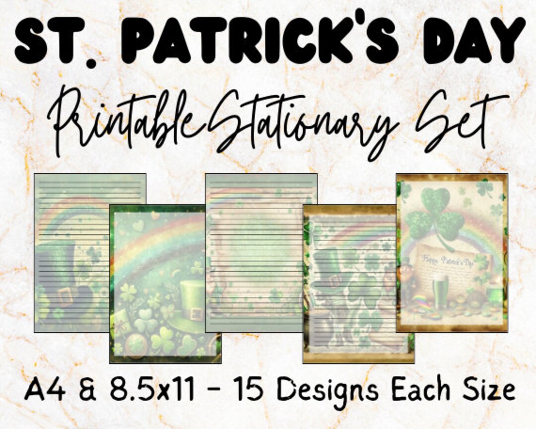 St. Patrick's Day Stationary, Printable Paper, Lined Writing Paper ...