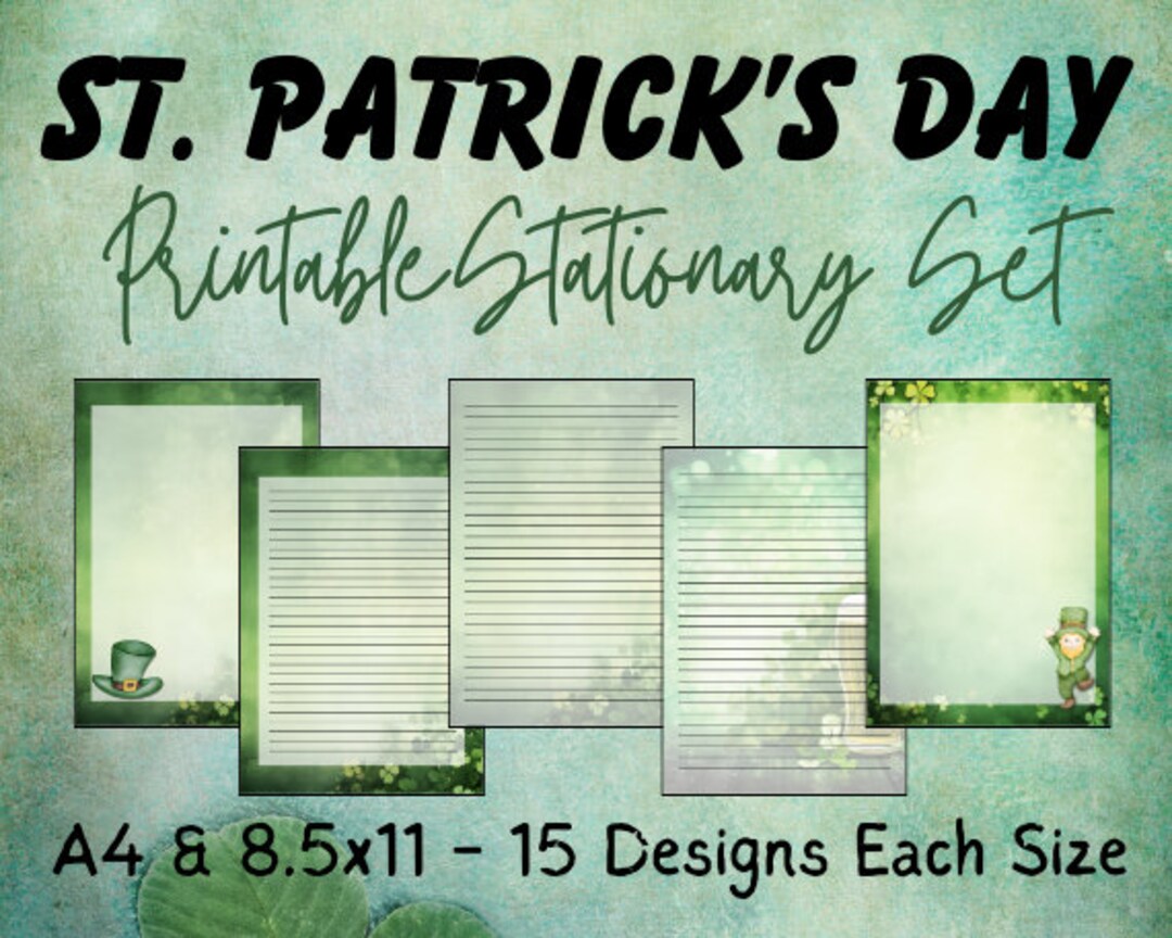 St. Patrick's Day Printable Stationery: Lined & Blank Paper (digital ...