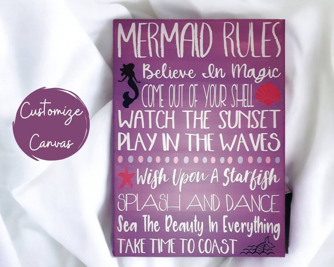 Mermaid Decor for Girls Room, Mermaid Rules Sign, Girls Bedroom Sign ...